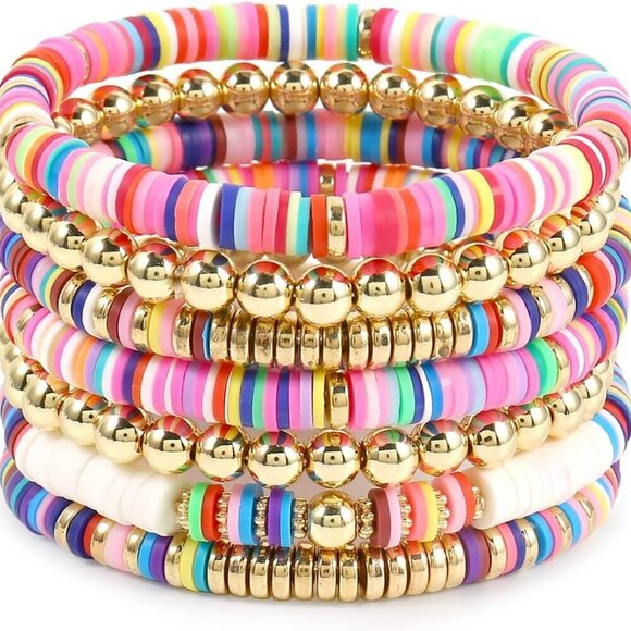 Jewelry | Heishi Beaded Bracelets For Women Polymer Clay Colorful ...